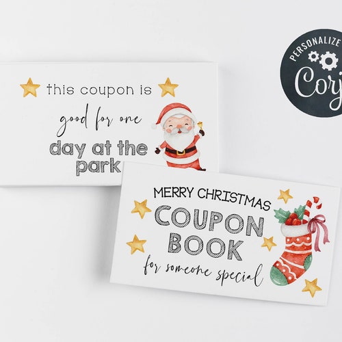 EDITABLE Kids Christmas Coupon Book Christmas Coupons for - Etsy