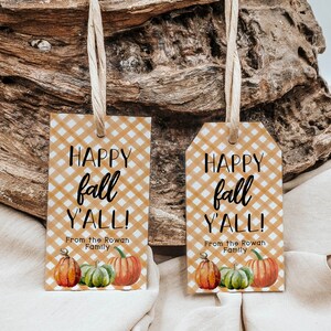 Printable Happy Fall Y'all Tags, Editable Fall Gift Tags, Pumpkin Favor ...
