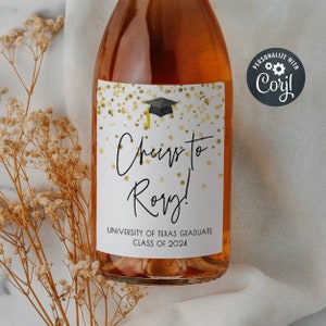 Graduation Wine Bottle Label Template, Printable Modern Congratulations ...
