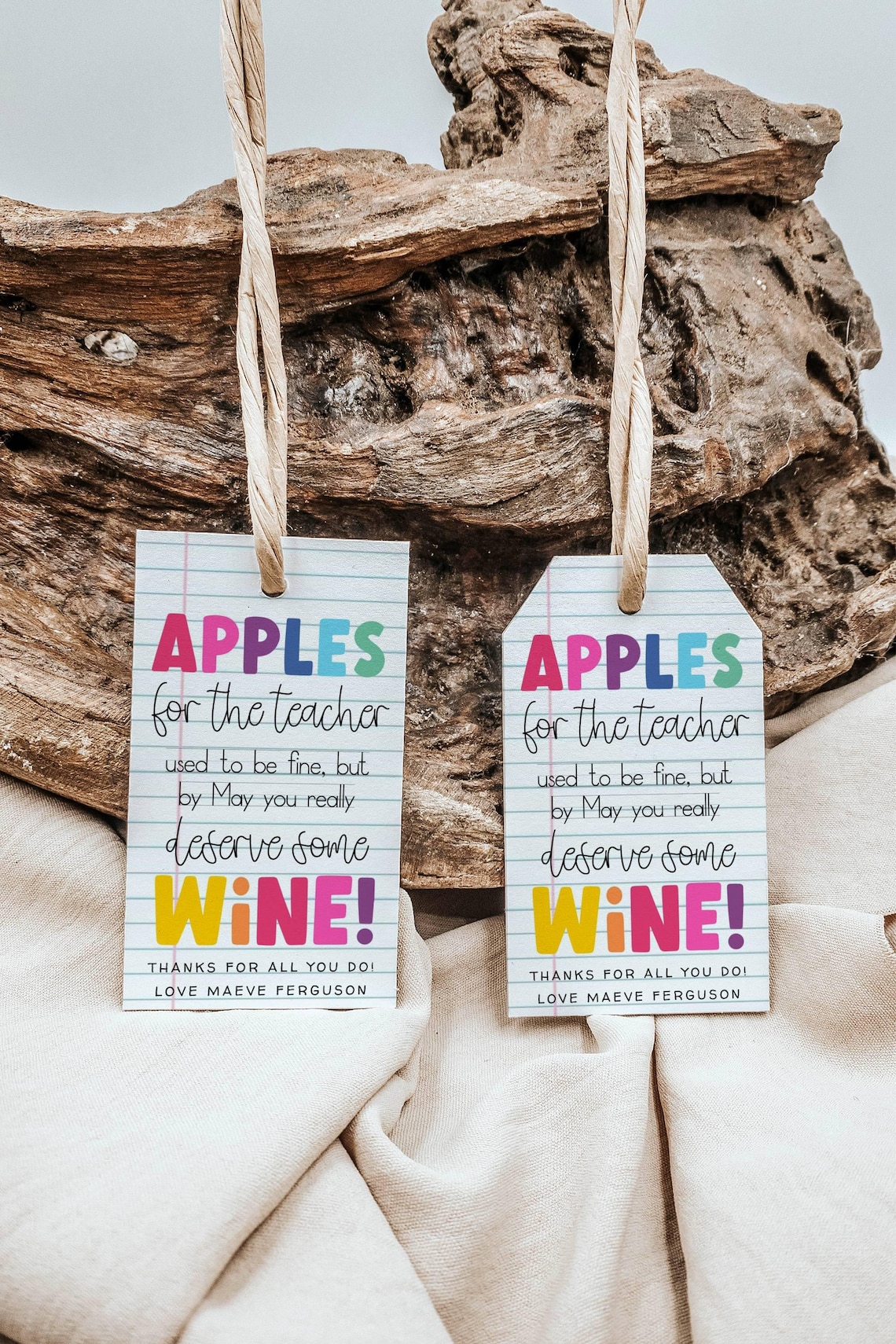 Editable Teacher Appreciation Wine Gift Tag Template, Printable Apples ...