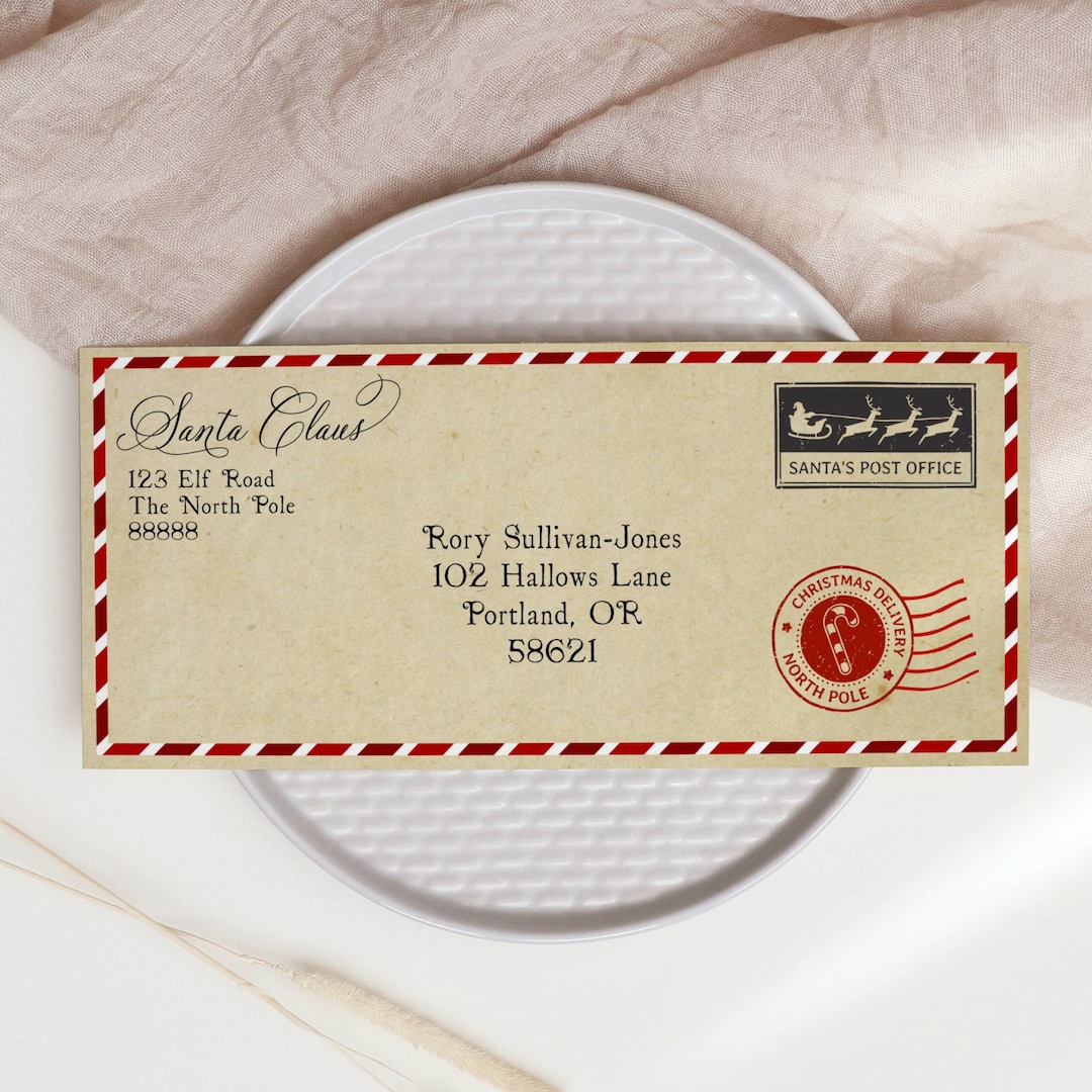 Editable Vintage Letter From Santa Envelope Template, Printable North ...
