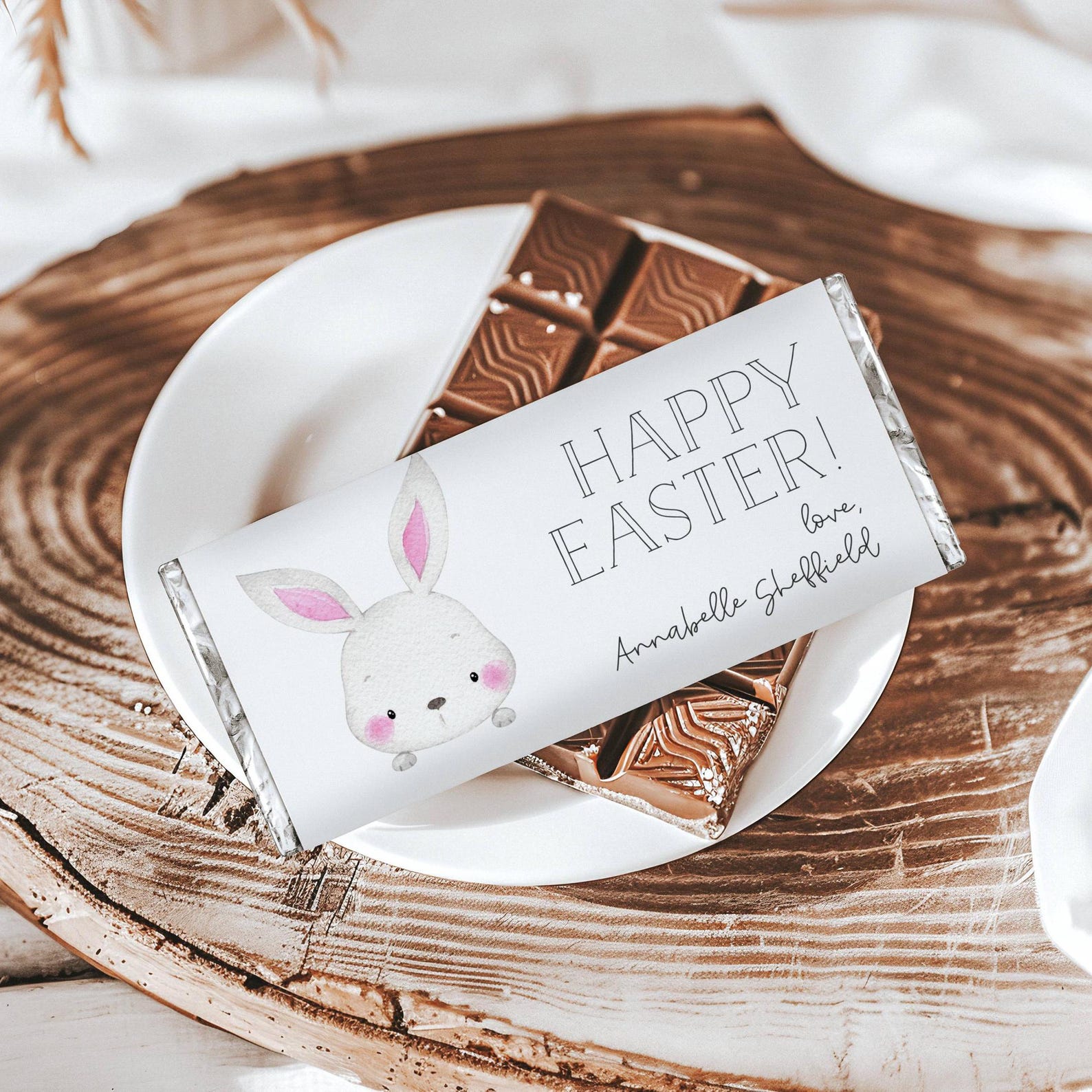 Easter Bunny Chocolate Bar Wrapper Template, Printable Cute Rabbit ...