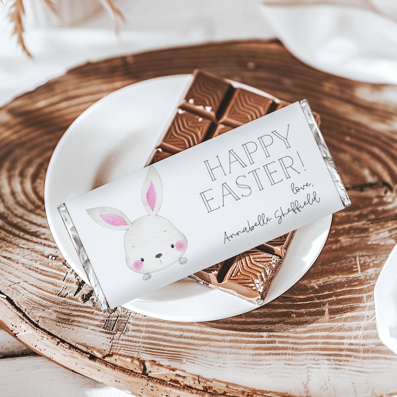 Easter Bunny Chocolate Bar Wrapper Template, Printable Cute Rabbit ...