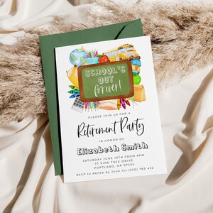 Teacher Retirement Party Invitation Template, Printable School's Out ...