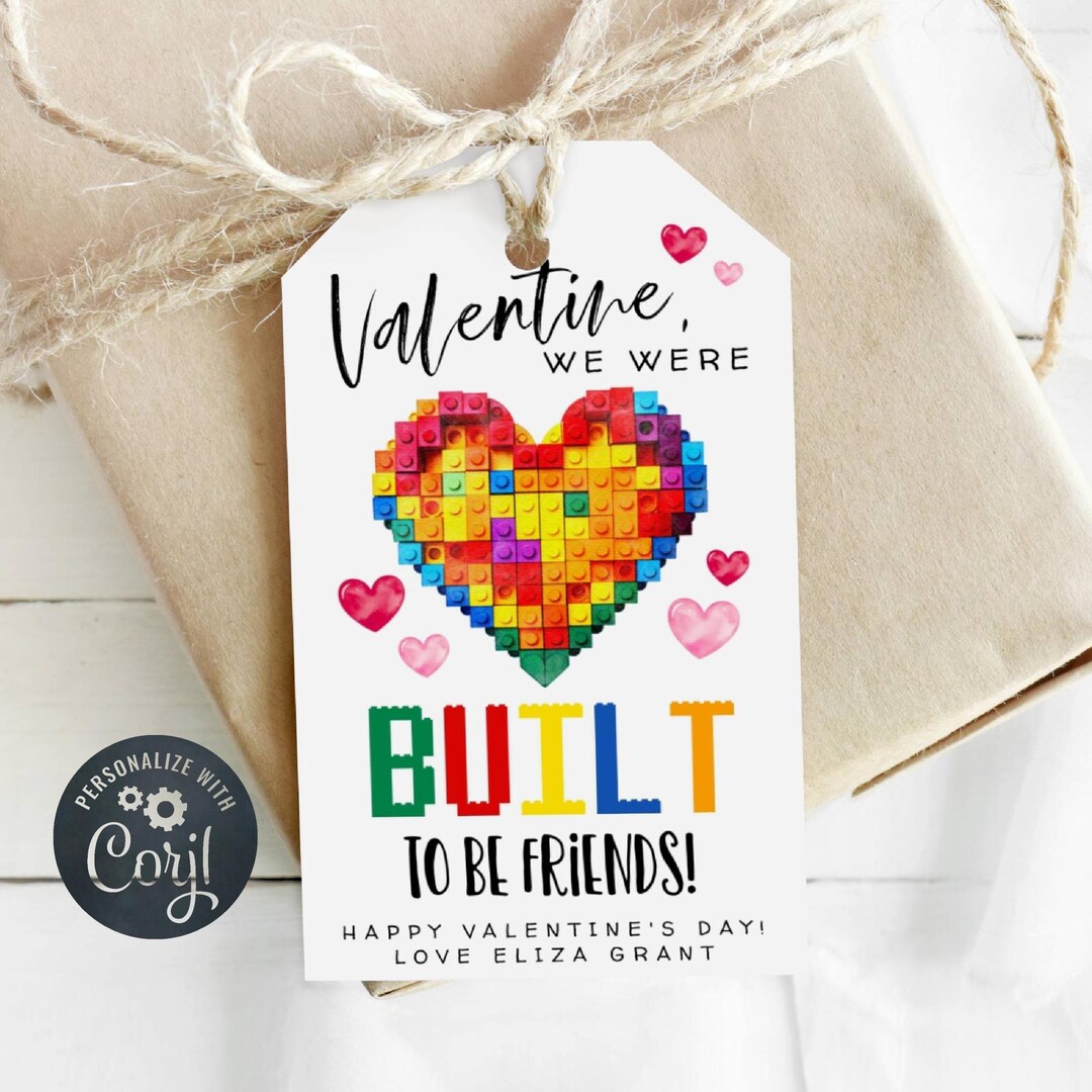 Built to Be Friends Valentine Gift Tag Template, Printable Building ...