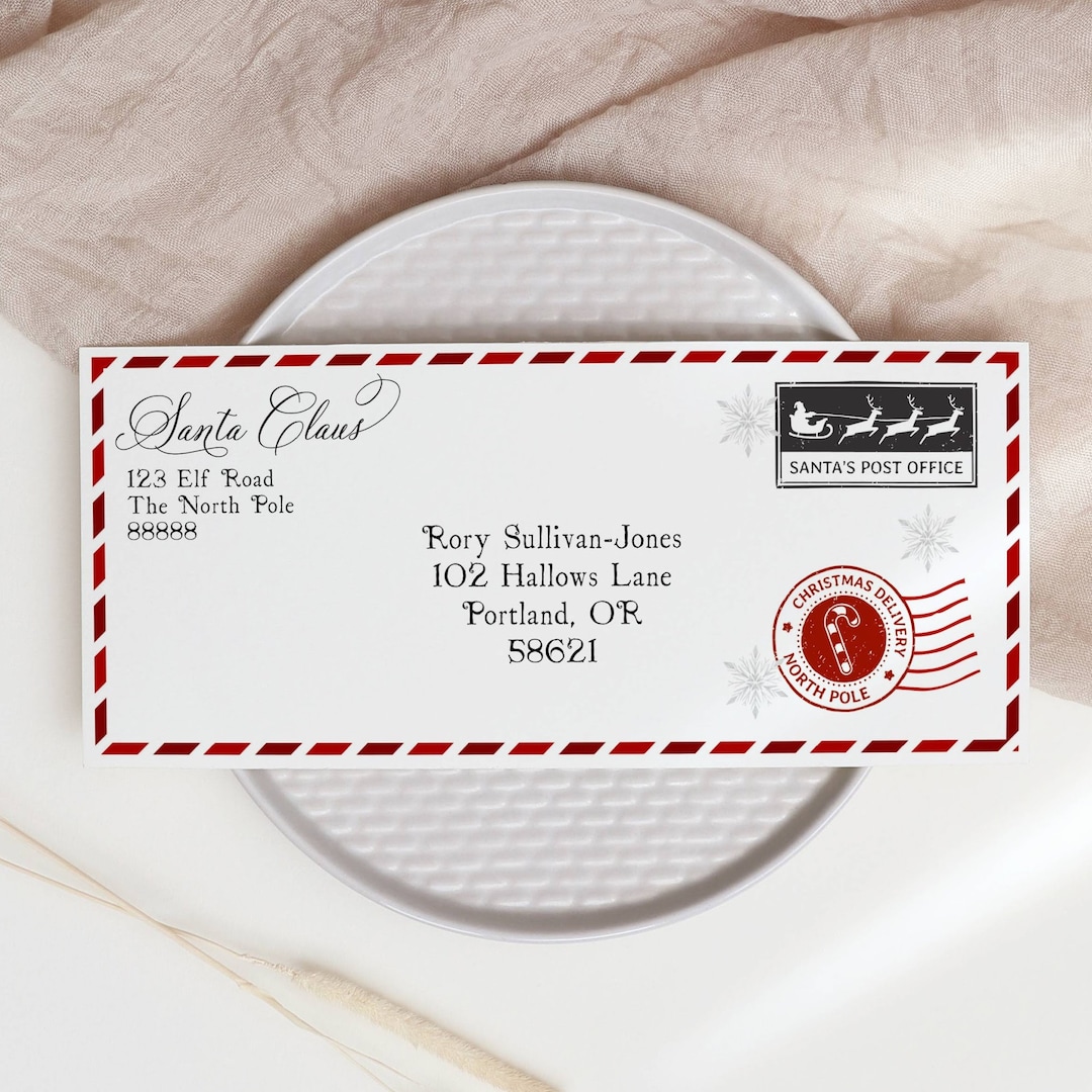 Editable Letter From Santa Envelope Template, Printable North Pole Mail ...
