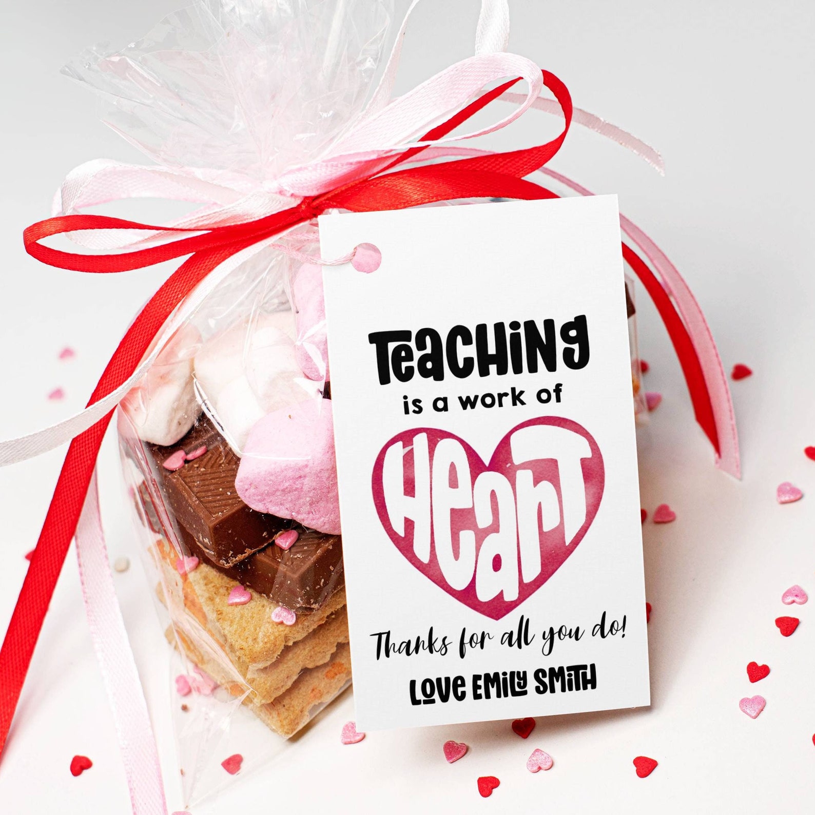 Teaching is A Work of Heart Gift Tag Template, Printable Minimalist ...