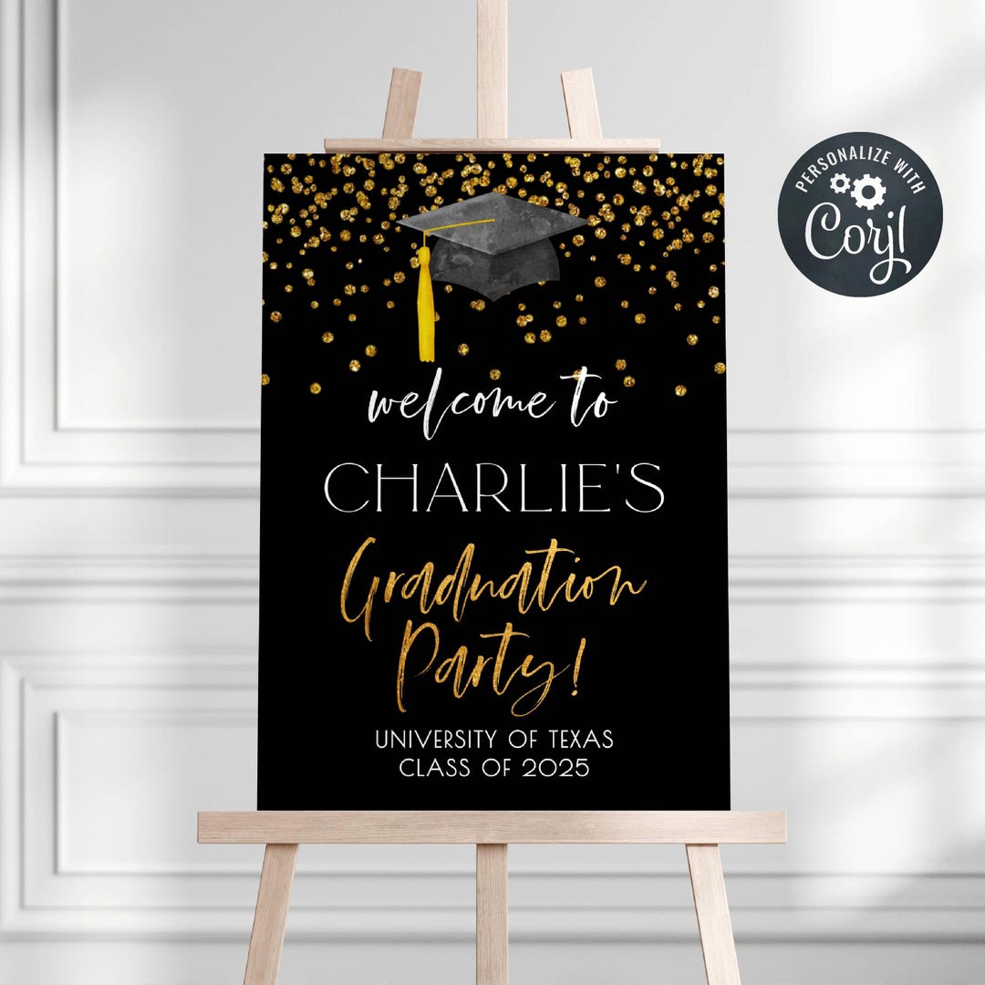 Graduation Welcome Sign Template, Printable Modern Confetti Graduate ...