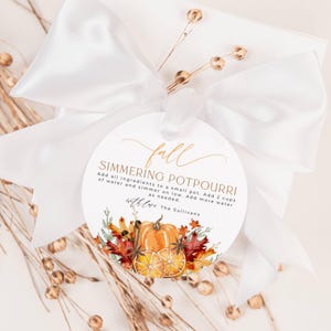 Round Fall Simmering Potpourri Gift Tag Template, Printable Autumn ...