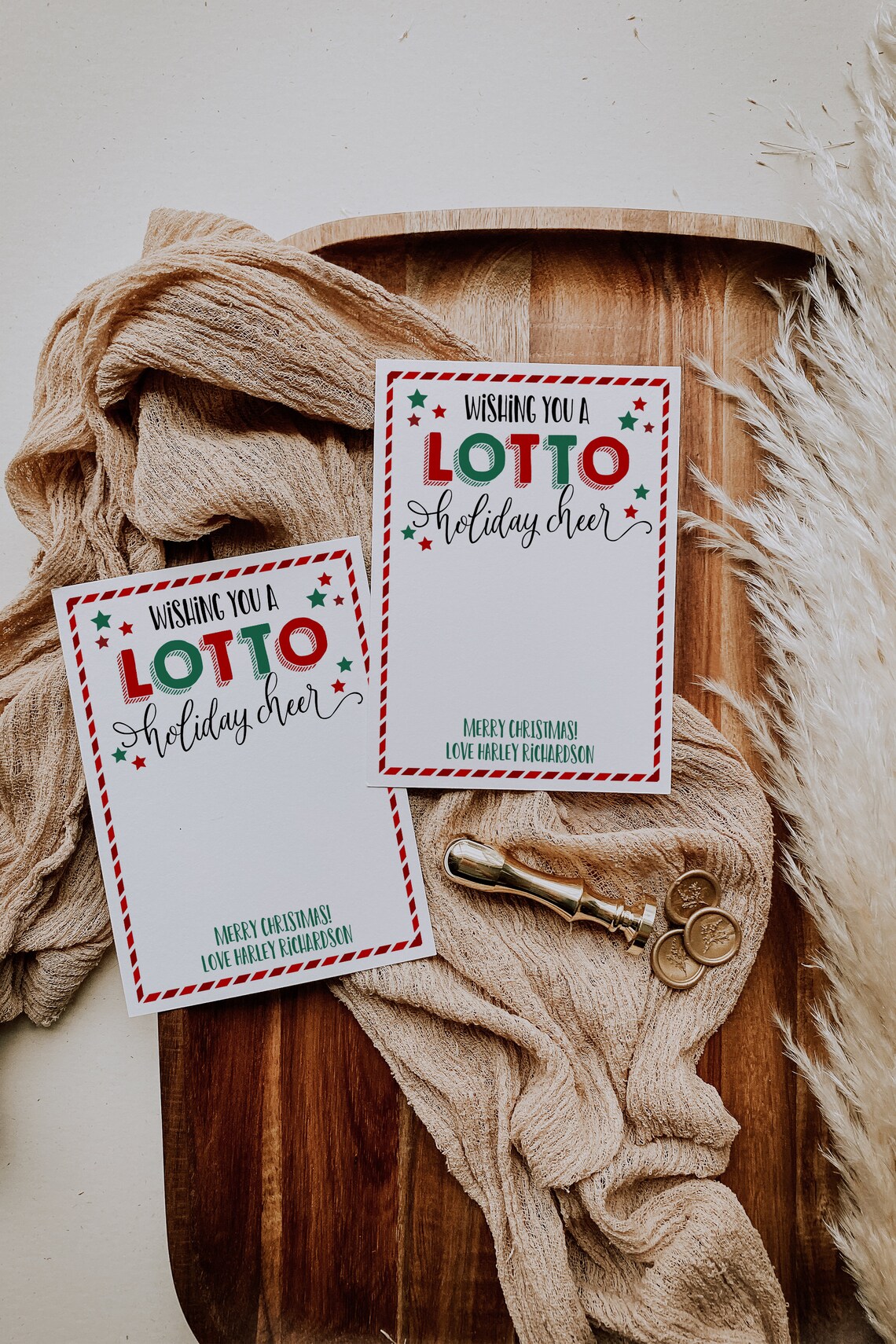 Christmas Lottery Ticket Card Template, Printable Holiday Gift Card ...