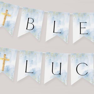 Blue & Gold Baptism Banner Template, Printable Light Baby Blue ...