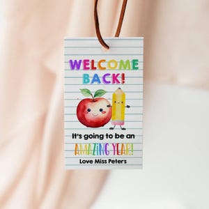 Editable Welcome Back to School Tag Template, Printable First Day of ...