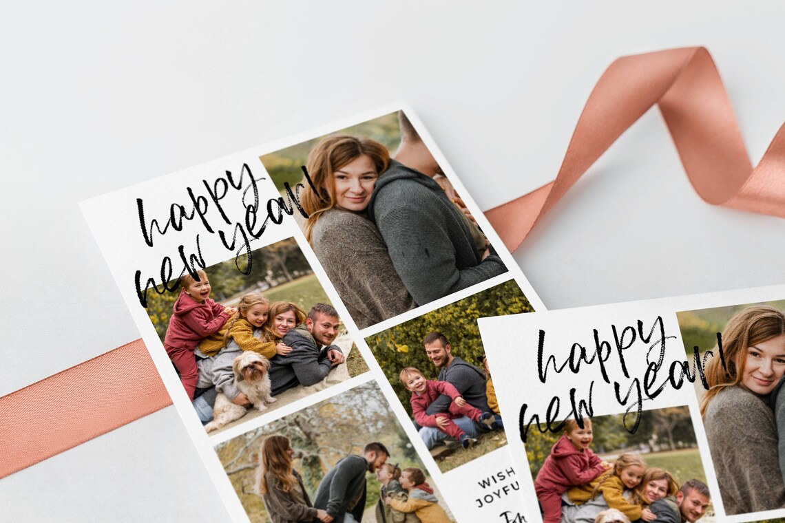Editable New Year Photo Card Template Printable Holiday | Etsy
