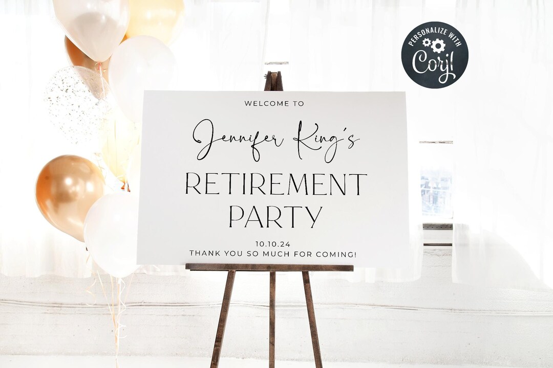 Elegant Retirement Party Welcome Sign Template Printable - Etsy