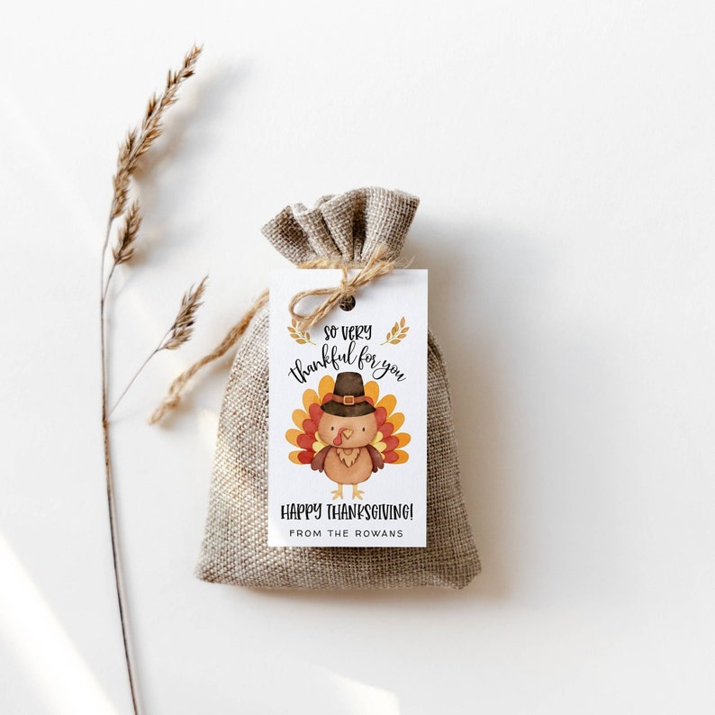 Printable Thanksgiving Gift Tag Template Cute Turkey Favor - Etsy