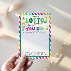 Editable St. Patrick's Day Appreciation Lotto Ticket Holder Template ...