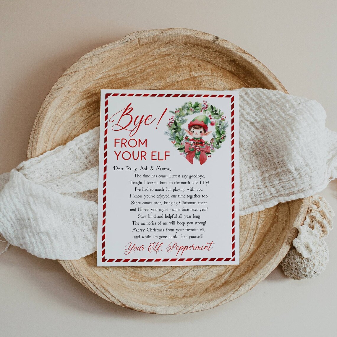 Editable Goodbye From Your Elf Letter Template, Printable Elf Farewell ...