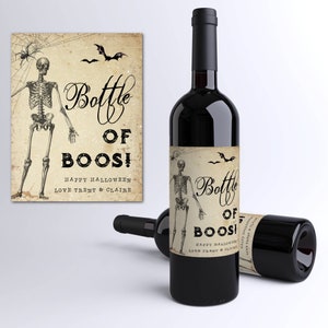 Halloween Bottle of Boos Wine Bottle Label Template, Printable ...