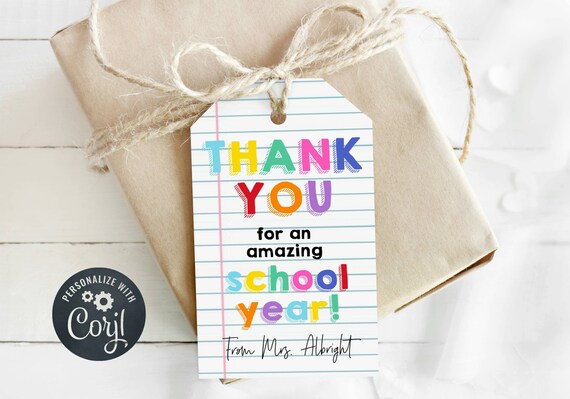 Thank You for A Great School Year Tag Template Printable - Etsy