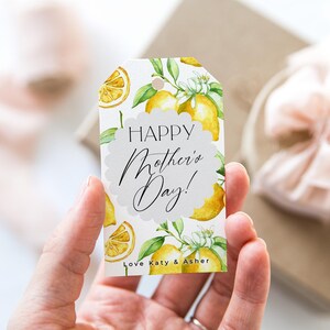 Lemons Mother's Day Gift Tag Template, Printable Mothers Day Favor Tag ...