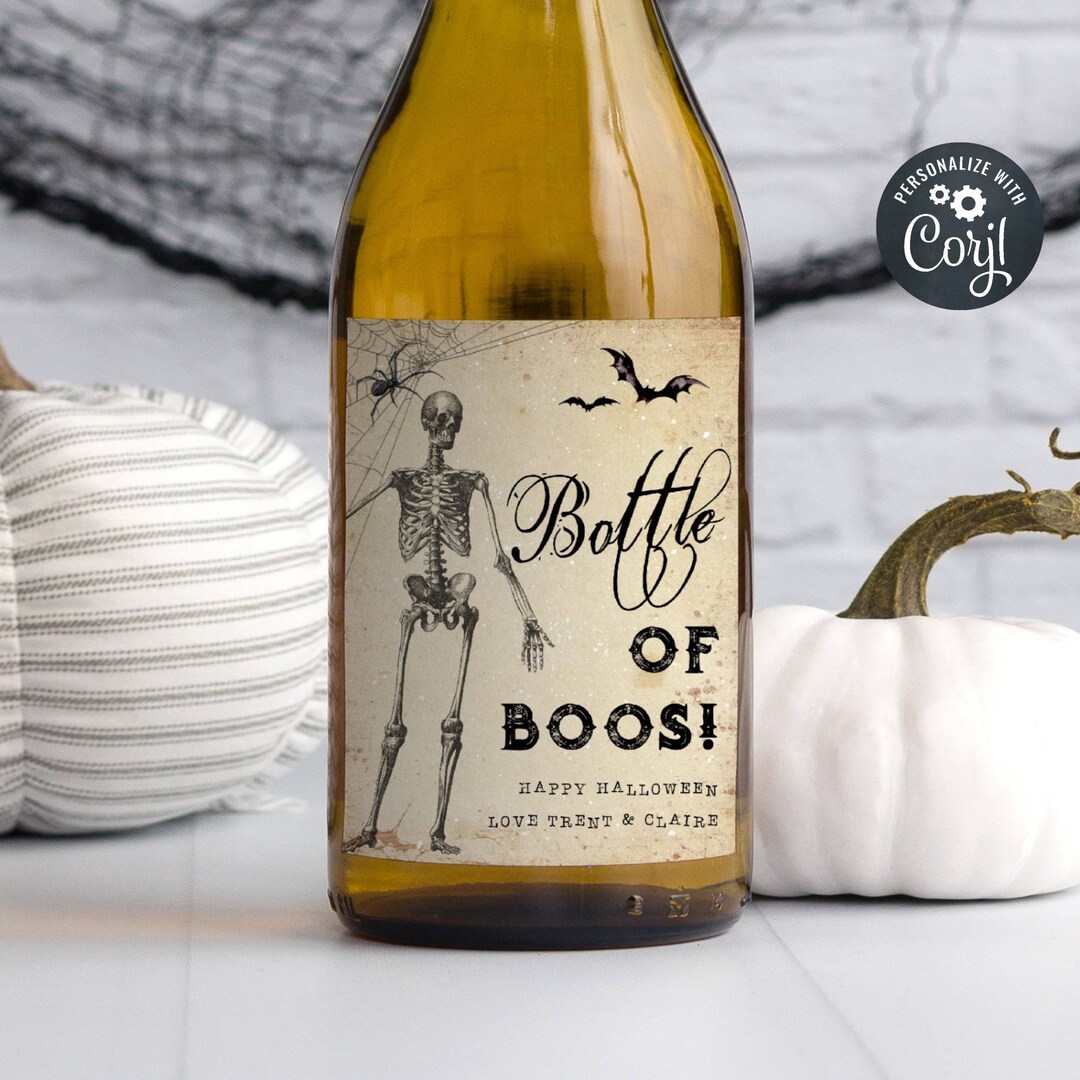 Halloween Bottle of Boos Wine Bottle Label Template, Printable ...