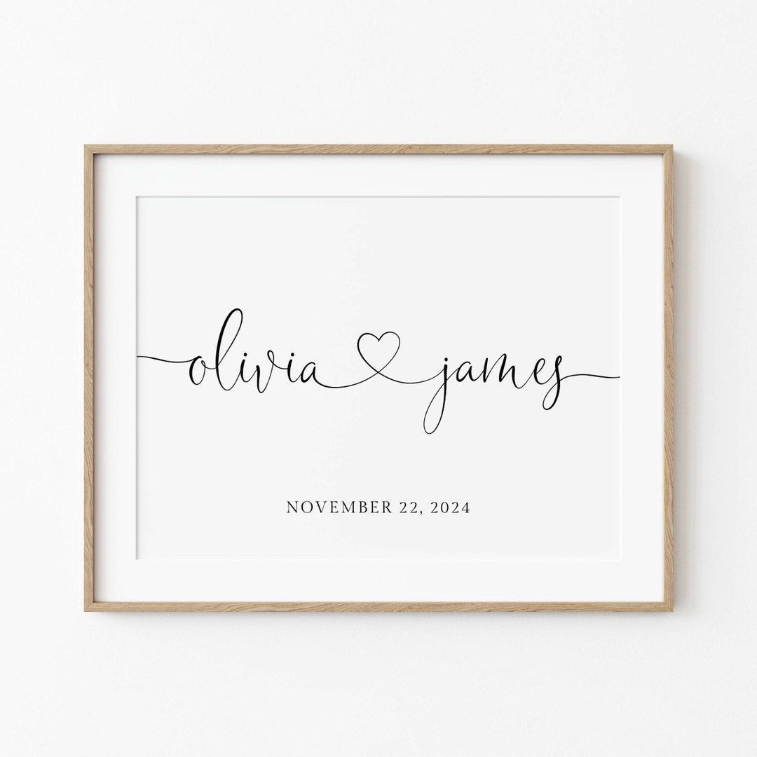 Heart Couple Names Printable Art Template, Personalized Heart Name Art ...