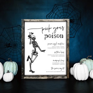 Halloween Pick Your Poison Bar Menu Template, Printable Drinks Sign ...