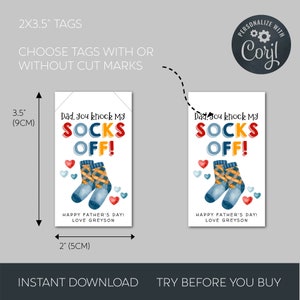Father's Day Socks Gift Tag Template, Printable You Knock My Socks off ...