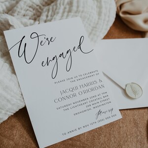 We're Engaged Invitation Template, Printable Modern Engagement Party ...