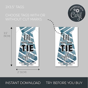 Father's Day Tie Gift Tag Template, Printable You Are Tie-riffic Favor ...