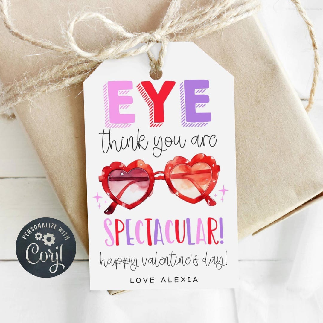 Editable Sunglasses Valentine's Day Gift Tag Template, Printable Eye ...