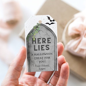 Tombstone Halloween Gift Tag Template, Printable Gravestone Halloween ...