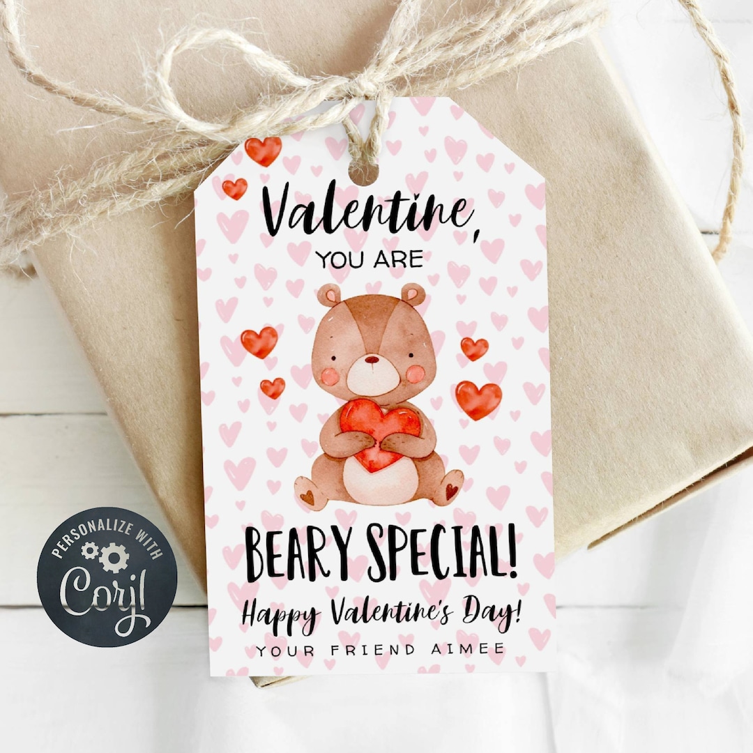 You Are Beary Special Gift Tag Template, Printable Teddy Bear Valentine ...