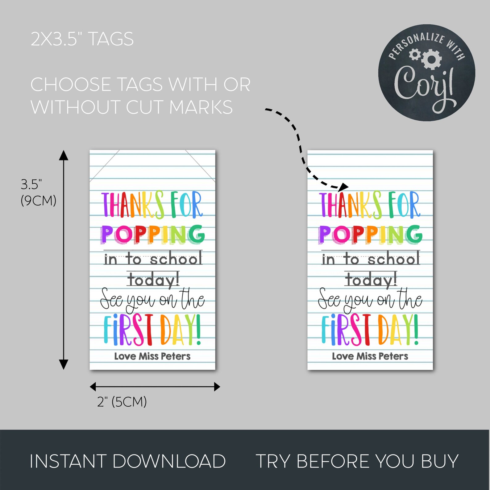 Meet the Teacher Gift Tag Template, Printable Thanks for Popping in Tag ...