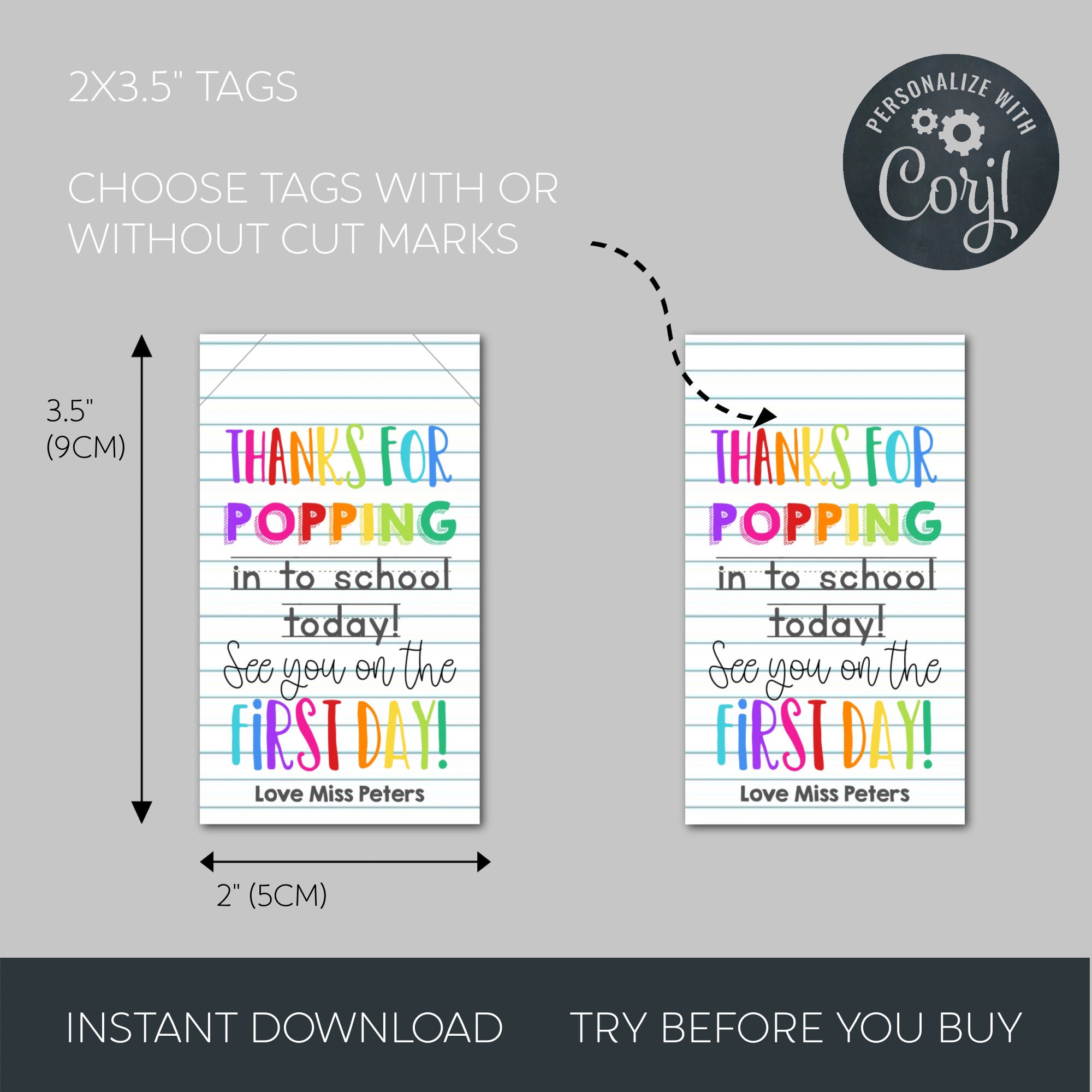 Meet the Teacher Gift Tag Template, Printable Thanks for Popping in Tag ...