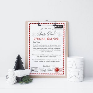 Editable Warning Letter From Santa Template, Printable North Pole Elf ...