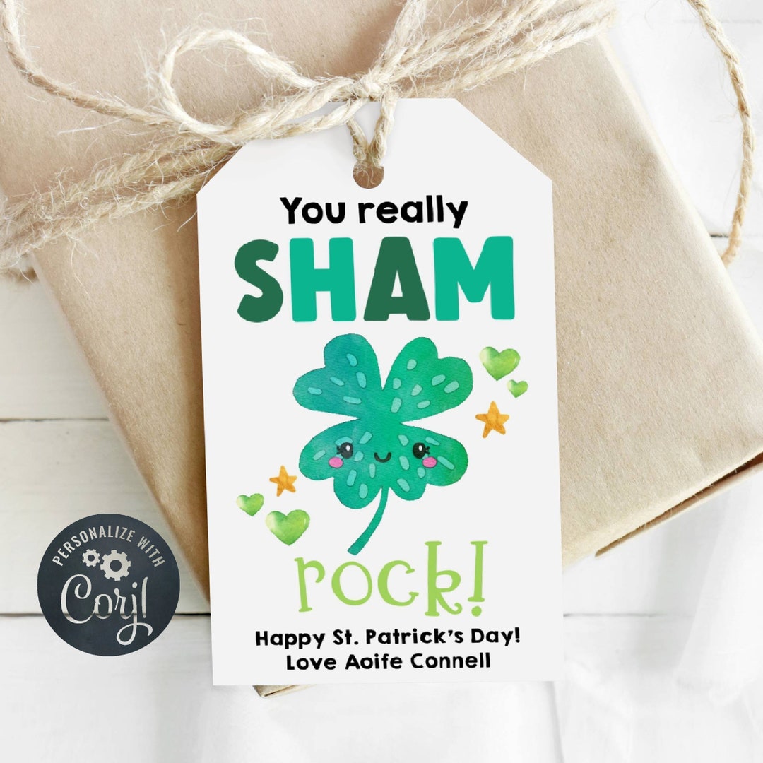You Sham Rock Gift Tag Template, Printable St. Patrick's Day School ...