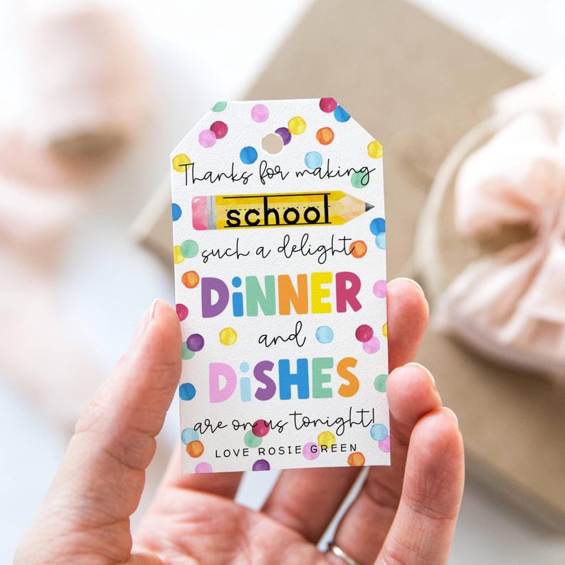 Dinner and Dishes Are on Us Gift Tag Template, Printable Teacher ...