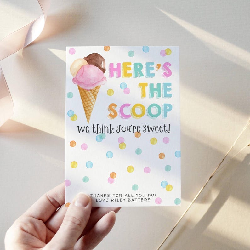 Editable Teacher Appreciation Ice Cream Gift Card Holder Template ...