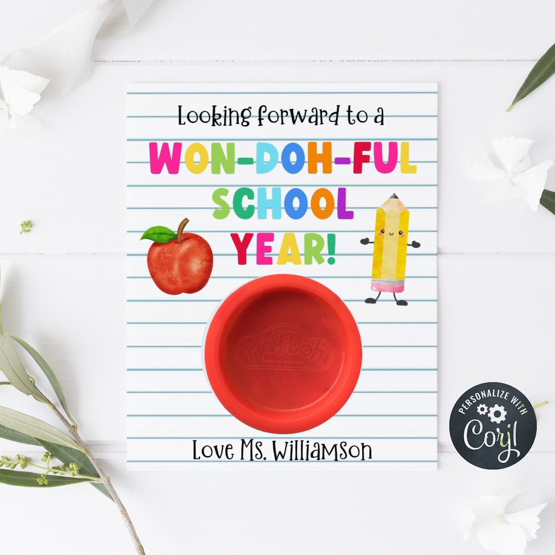 Back to School Play Dough Card Template, Printable Won-doh-ful School ...