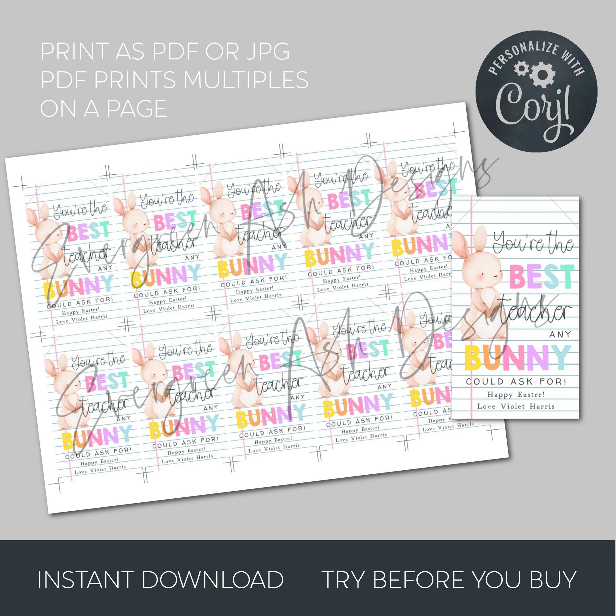 Best Teacher Any Bunny Could Ask for Gift Tag Template, Printable ...