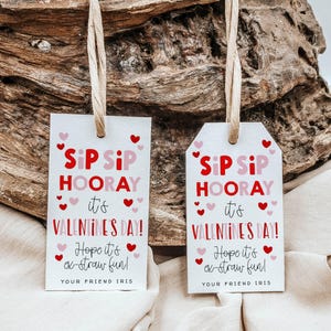Sip Sip Hooray Valentine's Day Gift Tag Template, Printable Crazy Straw ...