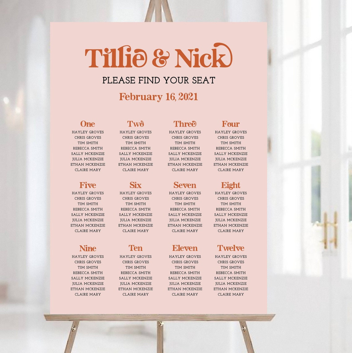 Retro Wedding Seating Chart Template Printable Vintage - Etsy
