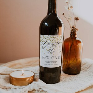 New Year's Eve Wine Bottle Label Template, Printable Modern NYE ...