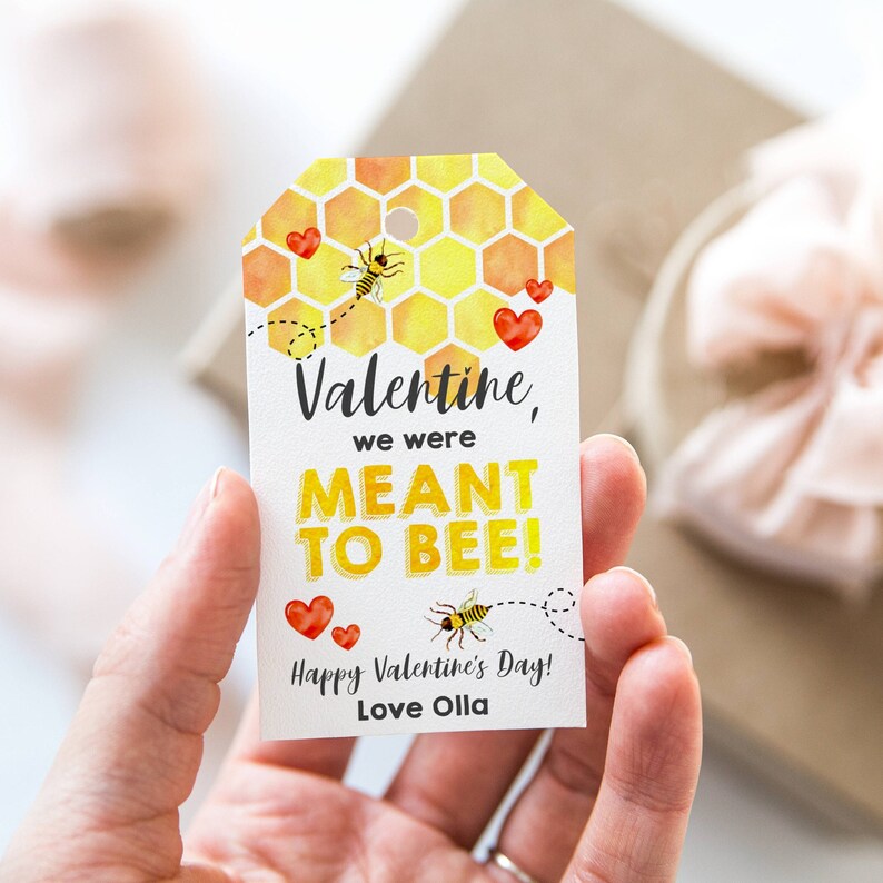 Bee Valentine's Day Gift Tag Template, Printable Meant to Bee Valentine ...