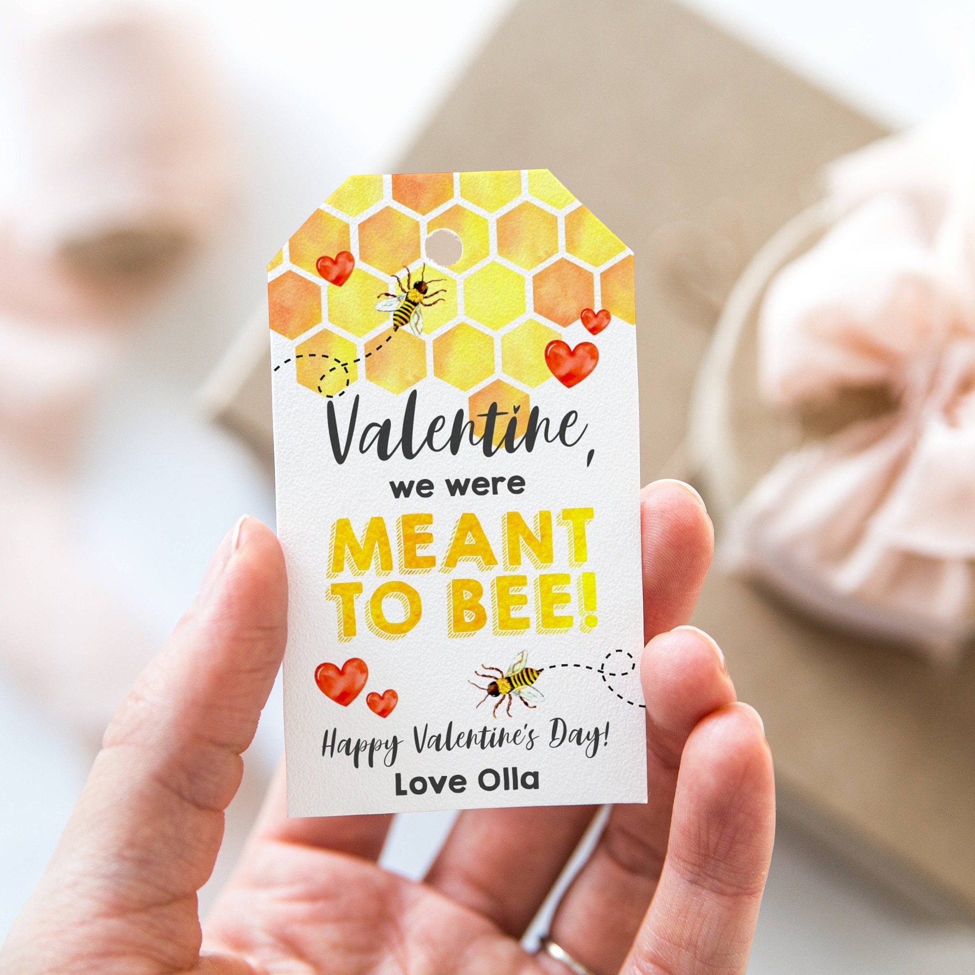 Bee Valentine's Day Gift Tag Template Meant to Bee - Etsy
