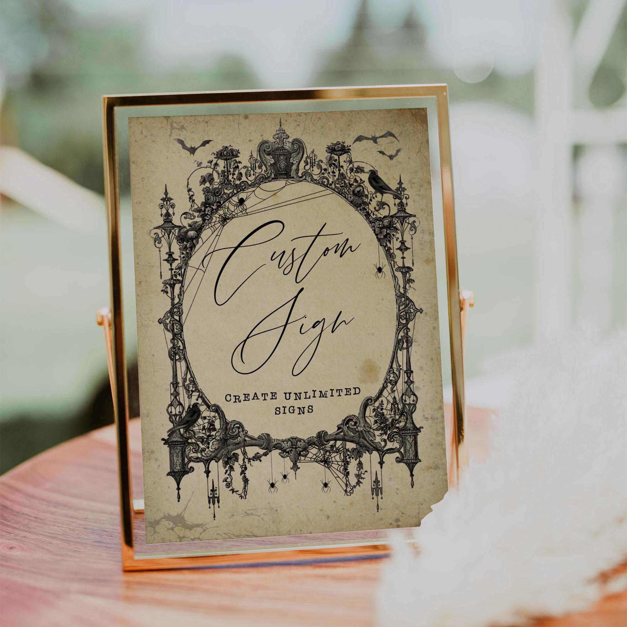 Halloween Gothic Frame Custom Sign Template, Printable Vintage Wedding ...