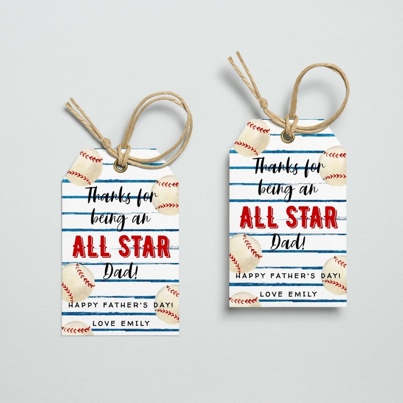 Father's Day Gift Tag Template Printable Baseball All - Etsy