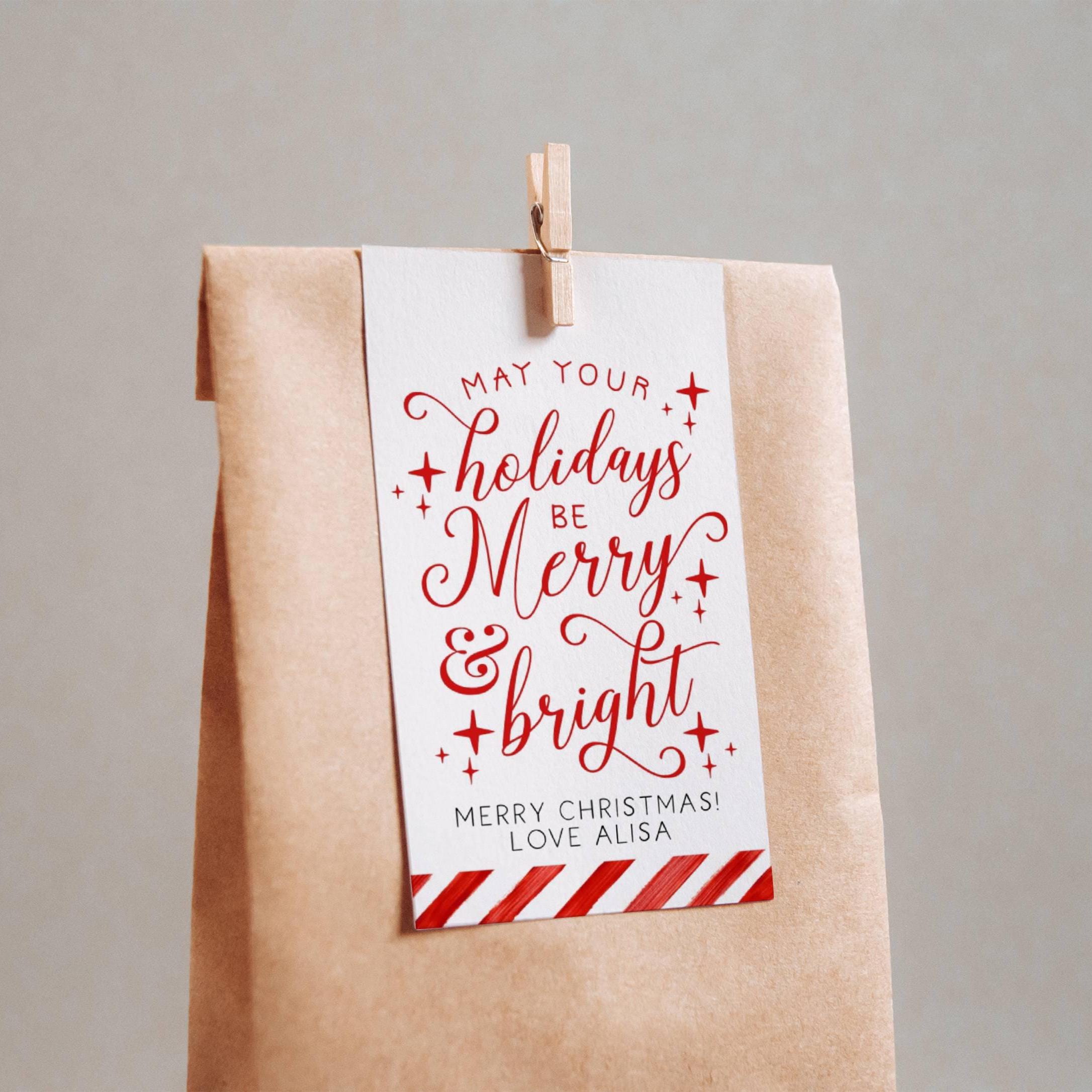 May Your Holidays Be Merry & Bright Gift Tag Template, Printable ...