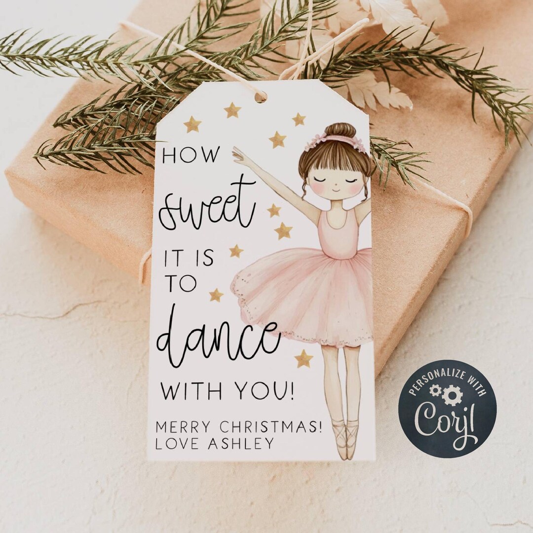Dance Class Christmas Gift Tag Template, Printable Holiday Ballet ...